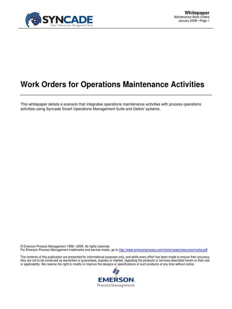 Work Orders For Operations Maintenance Activities | PDF | Barcode ...
