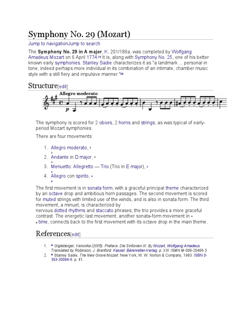 Mozart Symphony 29 PDF | PDF