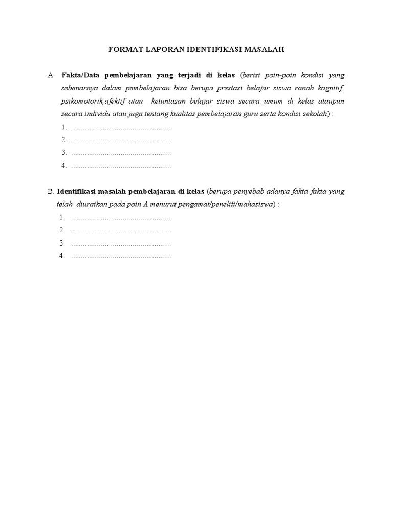 Format Laporan Identifikasi Masalah | PDF