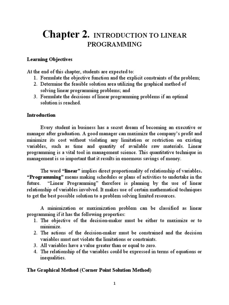 INTRODUCTION TOnLINEAR PROGRAMMING | PDF | Linear Programming ...