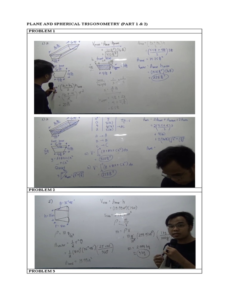 Plane and Spherical Trigonometry (Part 1 & 2) Problem 1 | PDF
