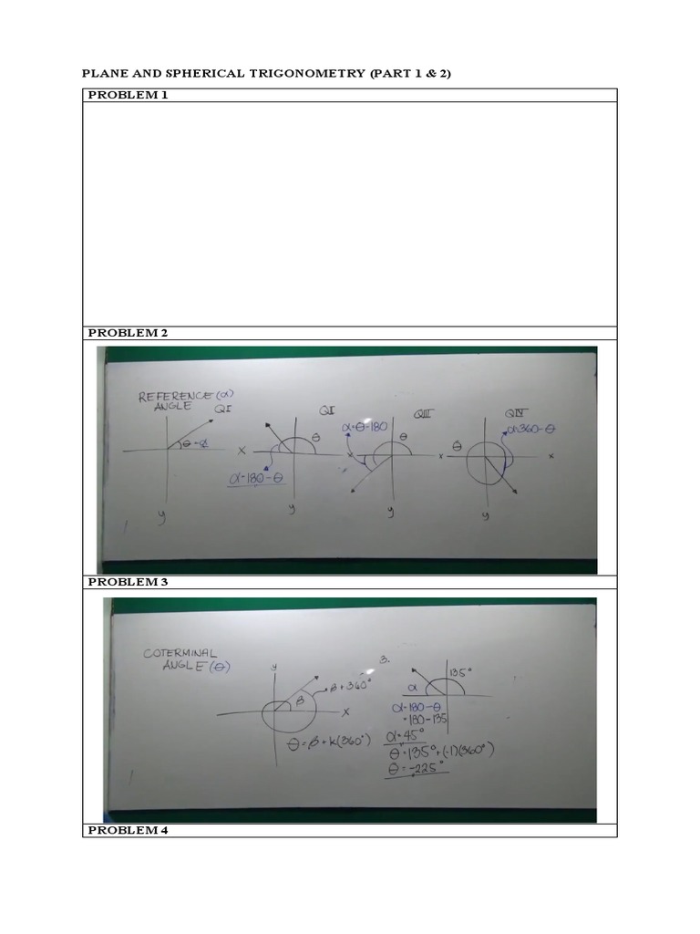 Plane and Spherical Trigonometry (Part 1 & 2) Problem 1 | PDF