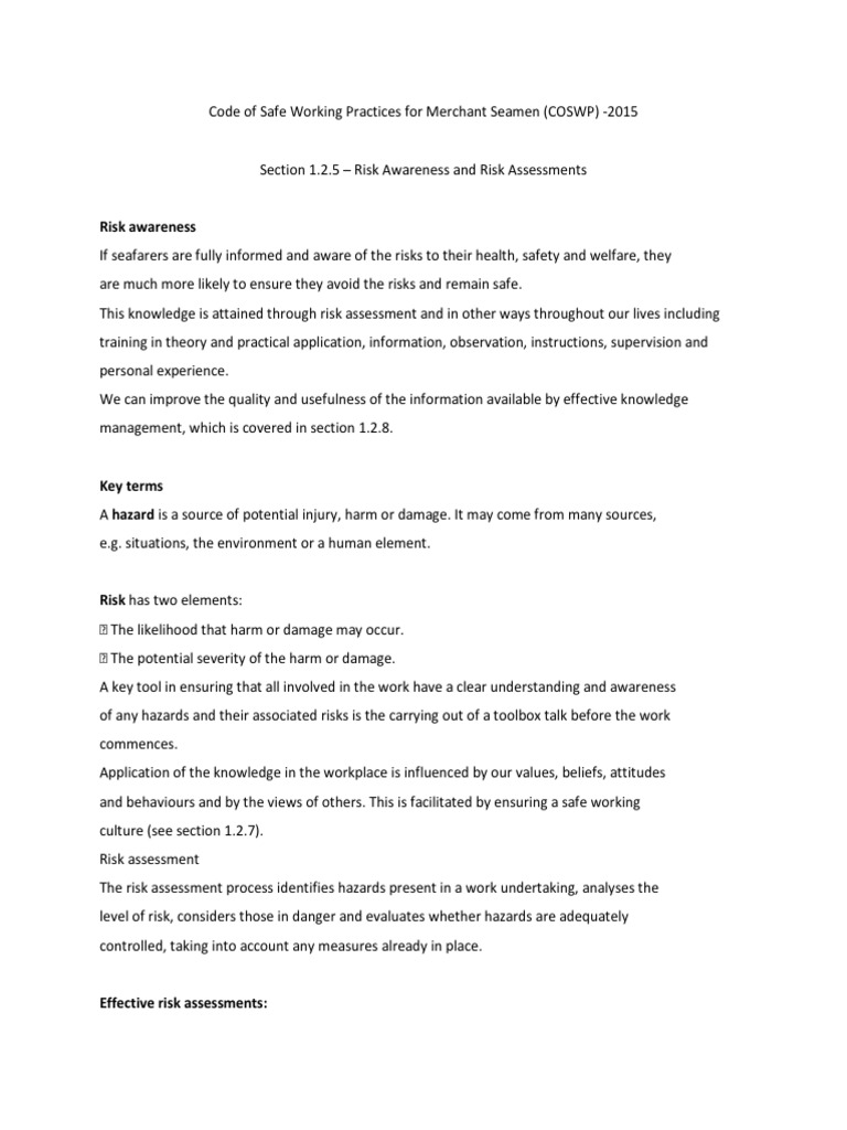 COSWP-RA Guidance | PDF | Risk Assessment | Risk
