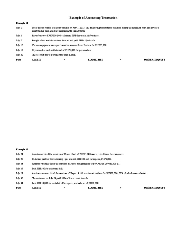 Example of Accounting Transaction | PDF