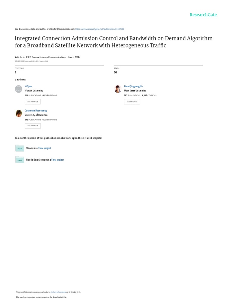 Integrated Connection Admission Control and Bandwi | PDF | Quality Of ...