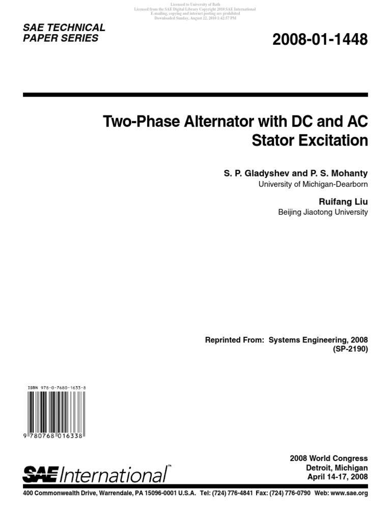 Two-Phase Alternator With DC and AC Stator Excitation | PDF ...