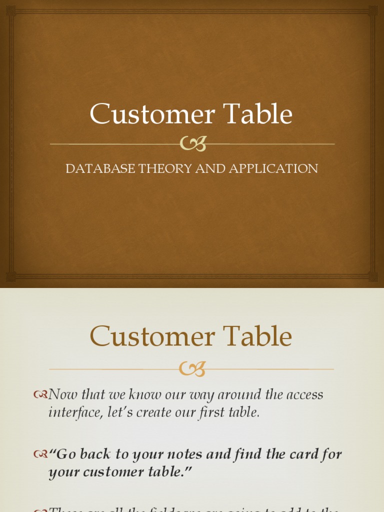 Customer Table: Database Theory and Application | PDF | Data Type ...