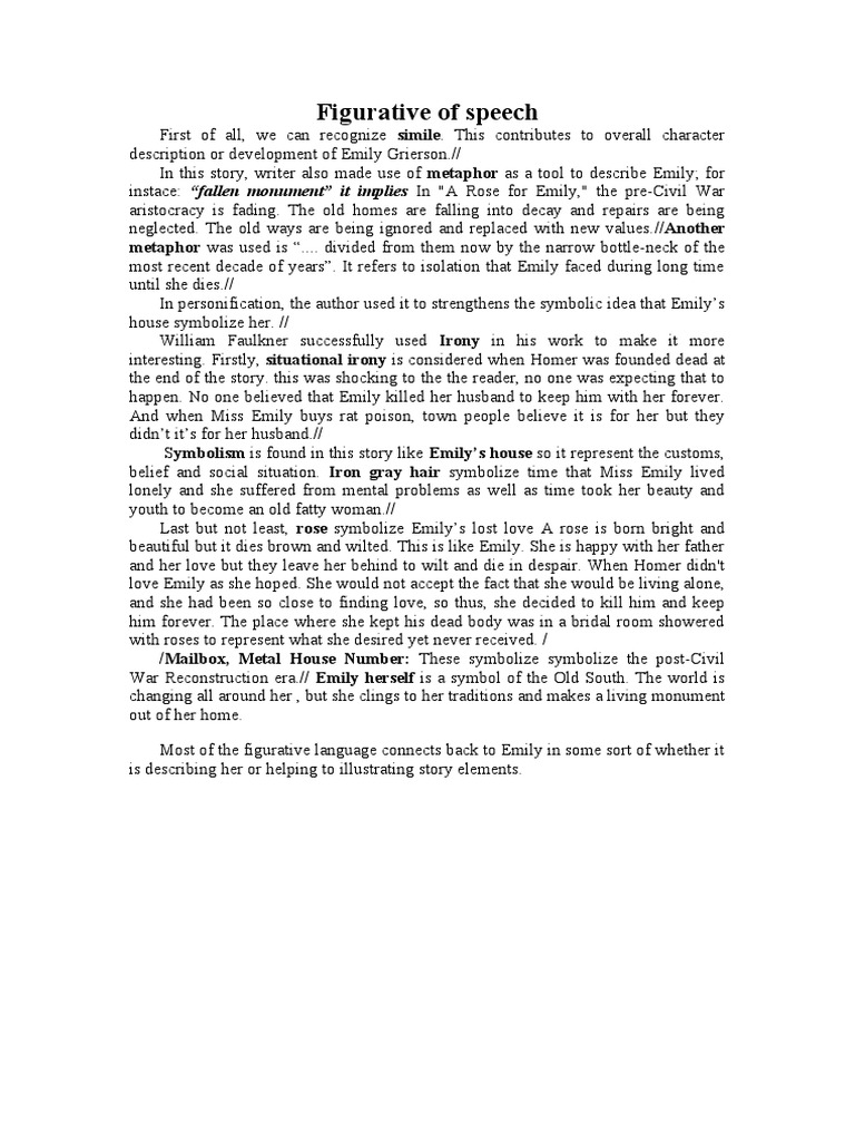 Figurative Language in "A Rose for Emily" | PDF