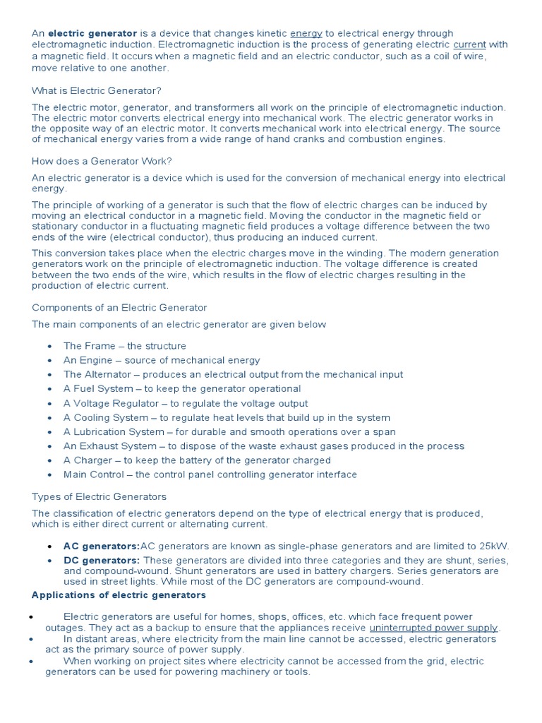 Understanding AC Generators and Applications | PDF | Electric Motor ...