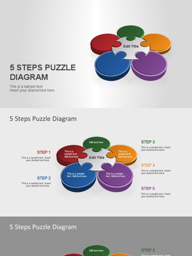 5 Steps Puzzle Diagram: Edit Title | PDF | Coupon | Business