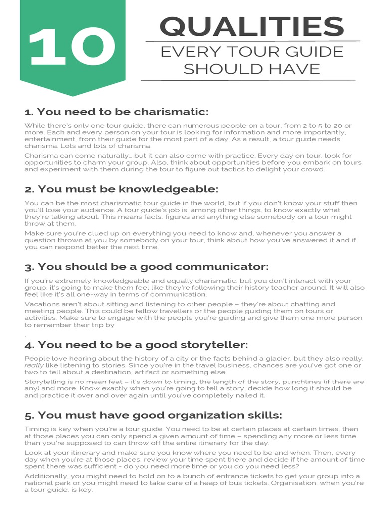 Checklist 10 Qualities Every Good Tour Should Have | PDF | Charisma ...