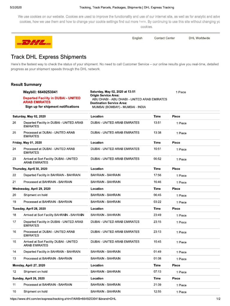 Track DHL Express Shipments PDF | PDF