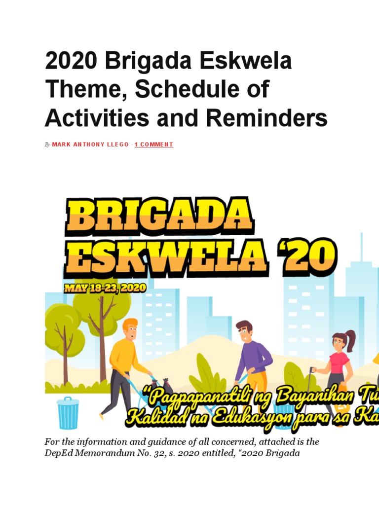 2020 Brigada Eskwela Theme | PDF | Emergency Evacuation | Emergency ...
