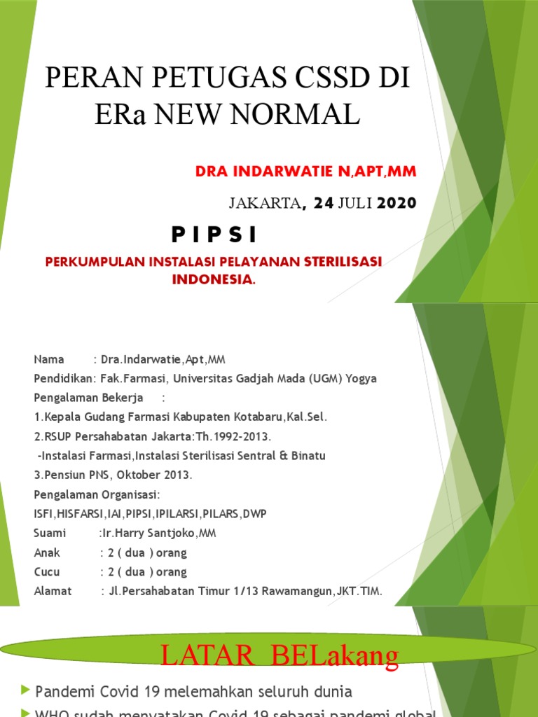 PERAN PETUGAS CSSD DI ERA NEW NORMAL..presentasi (Autosaved) | PDF ...