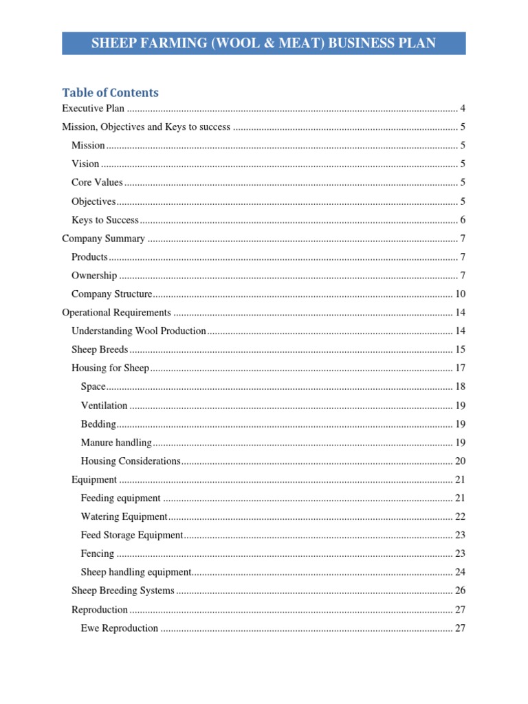 Sheep Farming (Wool & Meat) Business Plan | PDF | Sheep | Animals And ...