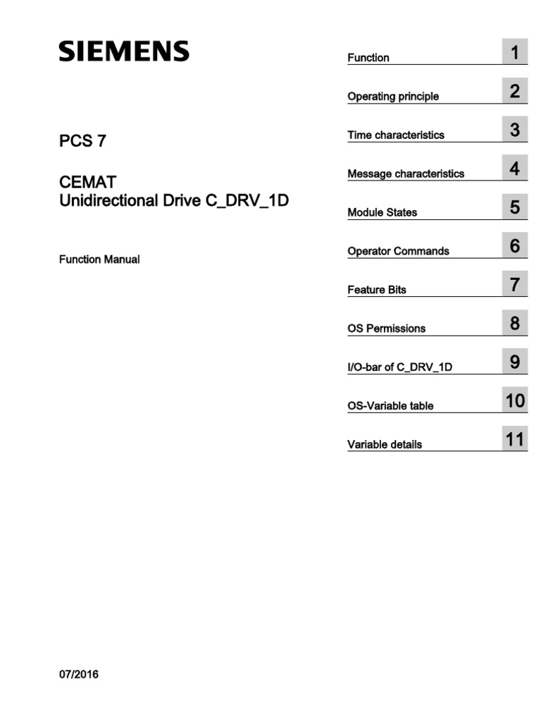 Pcs 7 Cemat Unidirectional Drive C - DRV - 1D | PDF | Input/Output | Programmable Logic Controller
