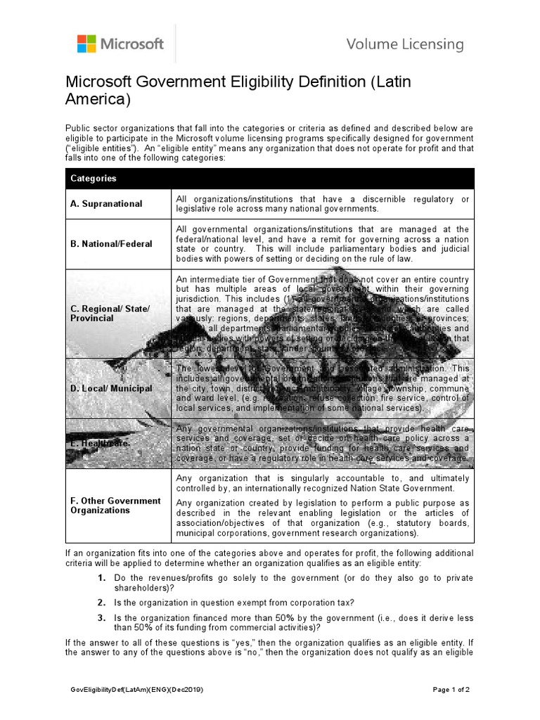 Microsoft Government Eligibility Definition (Latin America ...