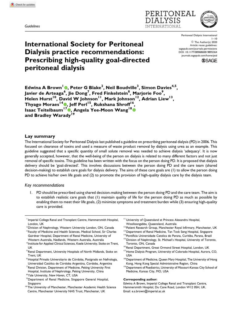 Guideline Adekuasi ISPD 2020 | PDF | Dialysis | Renal Function