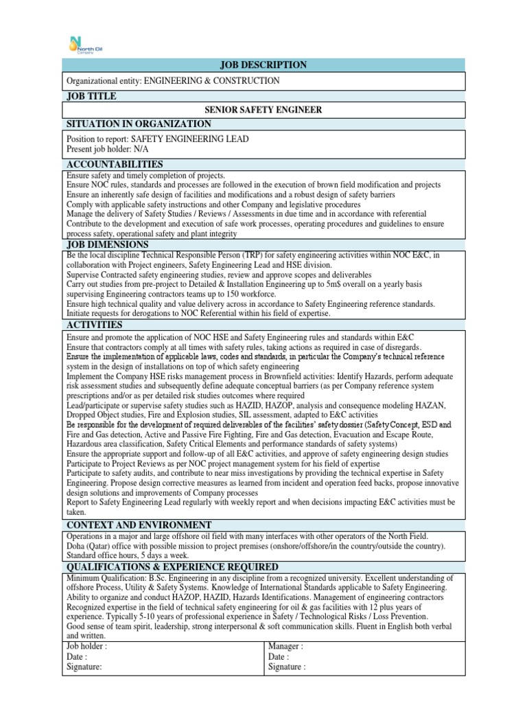 Senior Safety Engineer | PDF | Safety | Expert