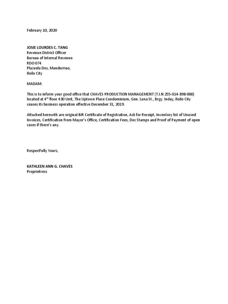 Letter of Closure | PDF | Business Documents | Accounting