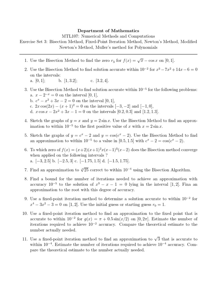MTL107 Set 3 | PDF | Approximation | Square Root