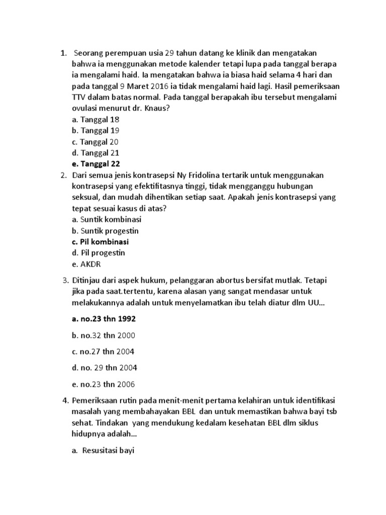Soal Maternitas Bu Jamilah | PDF | Kesehatan Holistik