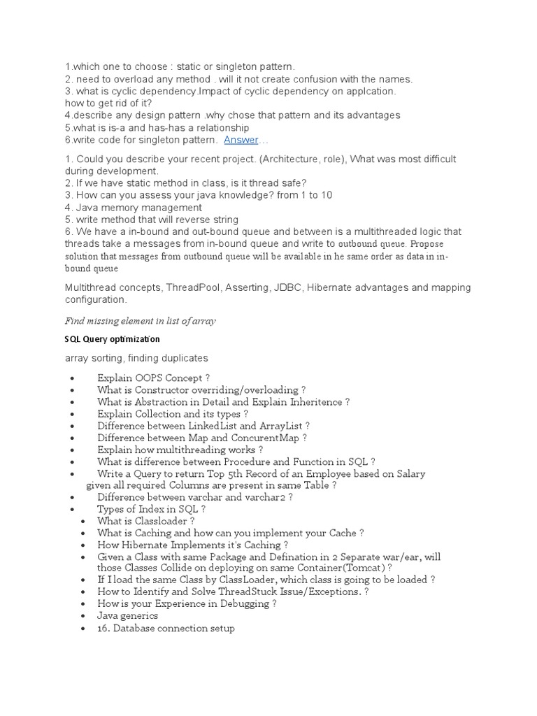 Answer : Find Missing Element in List of Array | PDF | Enterprise Java ...