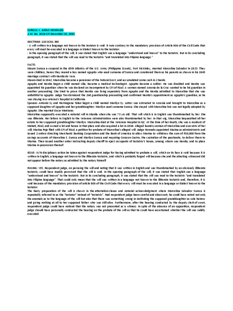 Disciplinary Action Against Judge for Admitting to Probate a Void Will ...