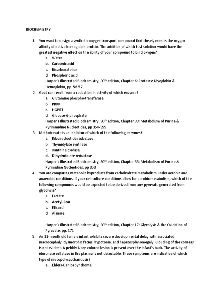 PLE 2019 - Biochem questions and answer key | Biochemistry | Biology