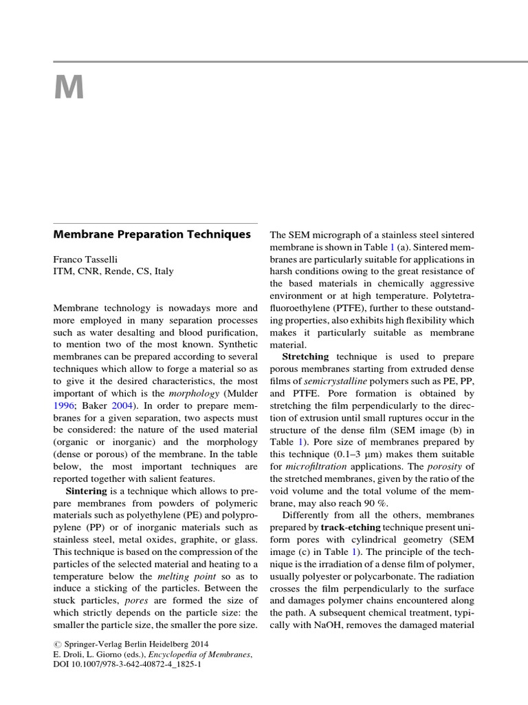 Membrane Preparation Techniques | PDF | Porosity | Polymers