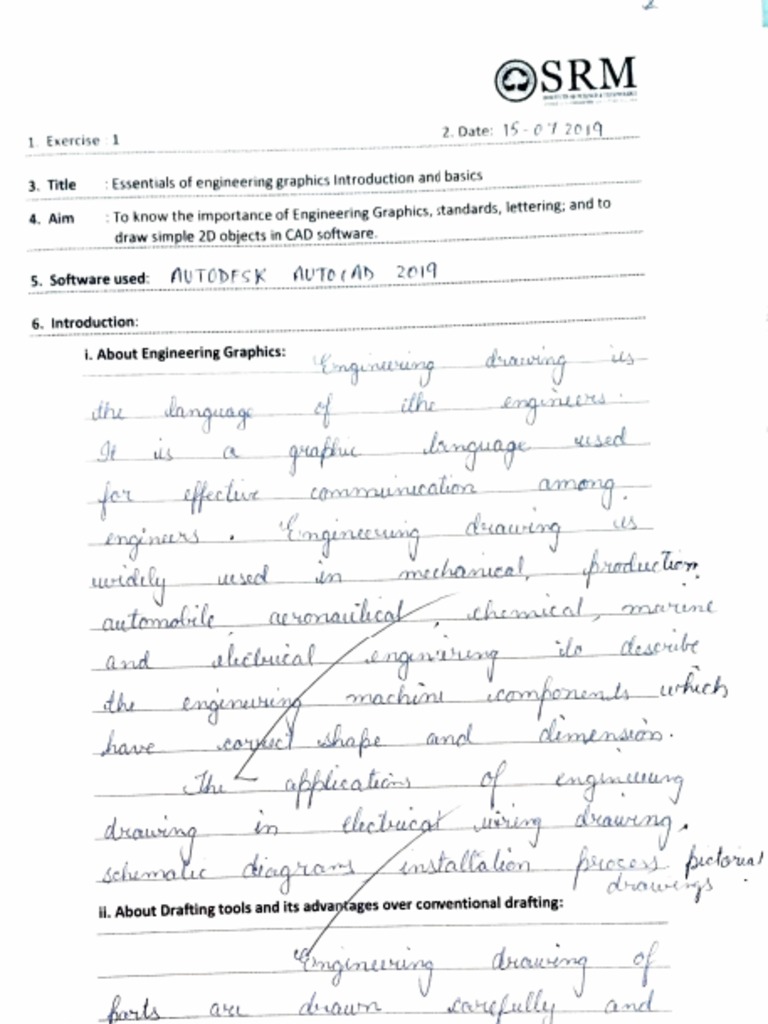 SRM Institute 1st Year EGD FILE | PDF