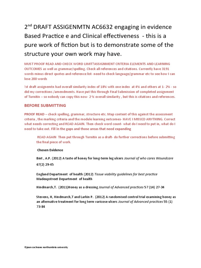 EXAMPLE of Draft ASSIGNMENT | PDF | Evidence Based Medicine ...