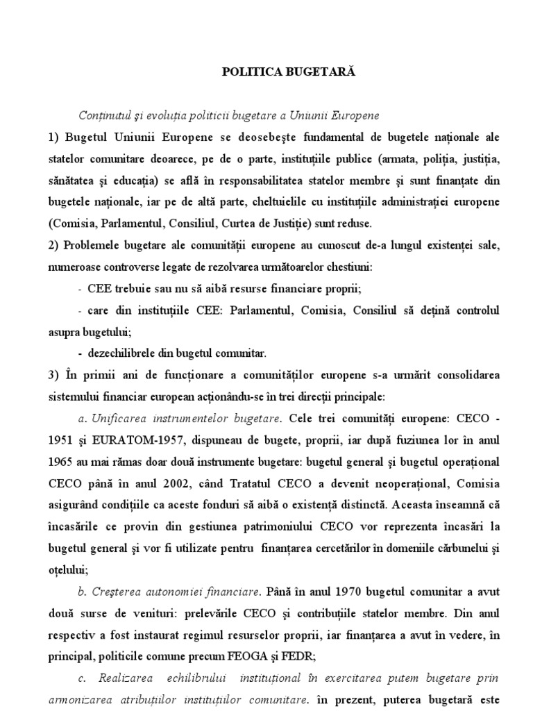 Politica Bugetara | PDF