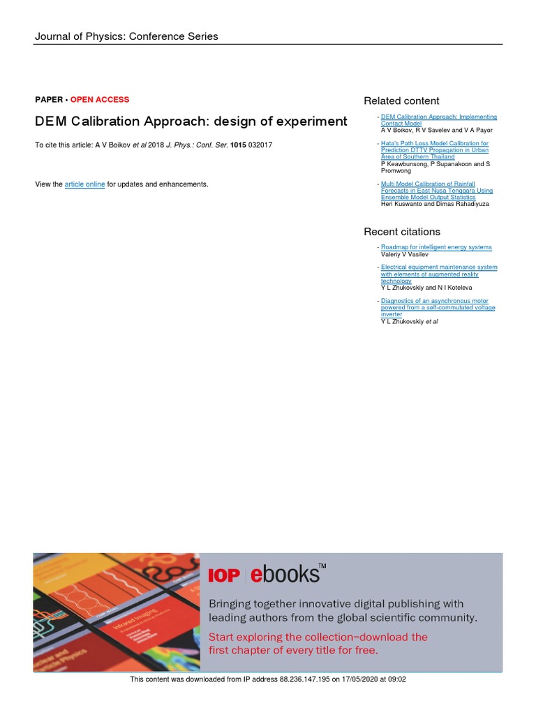 DEM Calibration Approach Design of Experiment - Boikov PDF | PDF ...