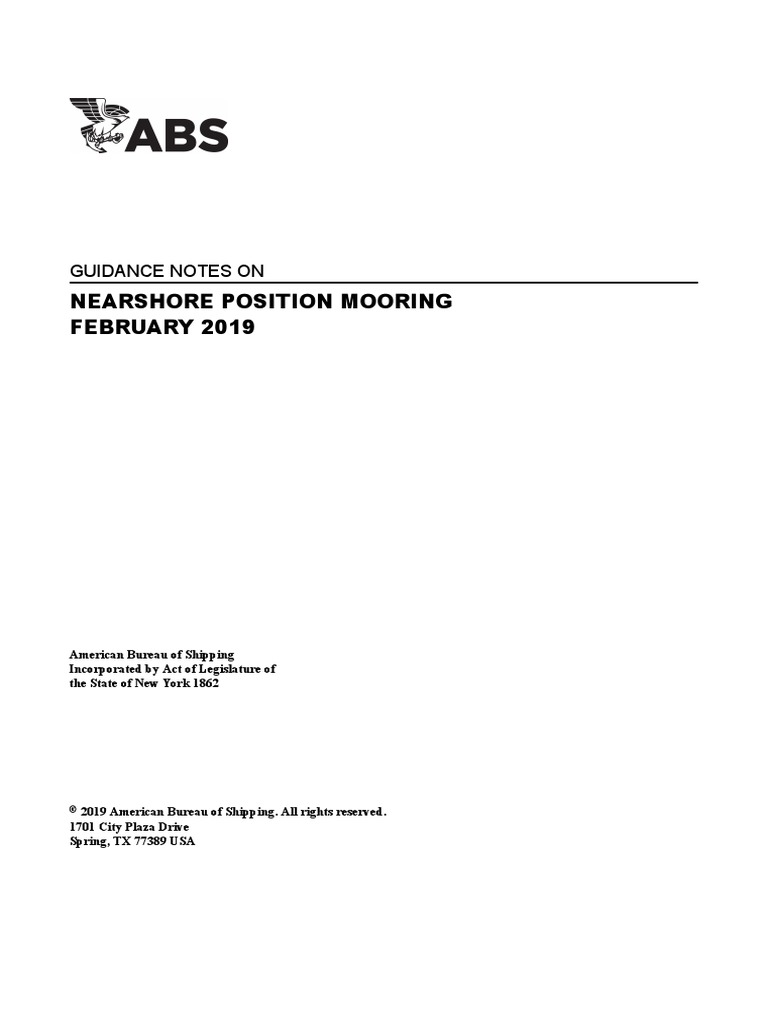 ABS Standards-Nearshore-Position-Mooring-02-2019 | PDF | Tide | Physics