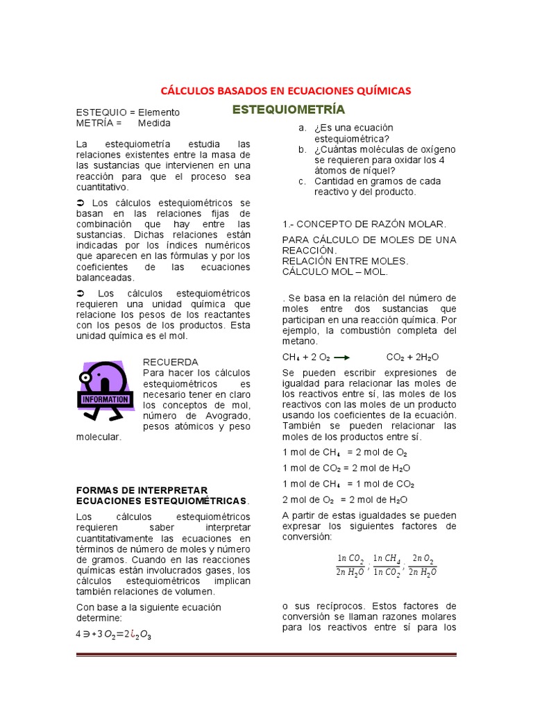 Cálculos Estequiométricos: Guía Práctica | PDF | Estequiometría | Mole (Unidad)