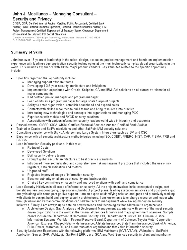 IAM Consultant Resume Overview | PDF | Information Security | Service ...