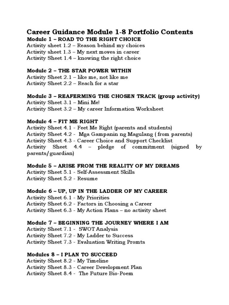 Career Guidance Portfolio for Grade 10 | PDF | Career & Growth | Self ...