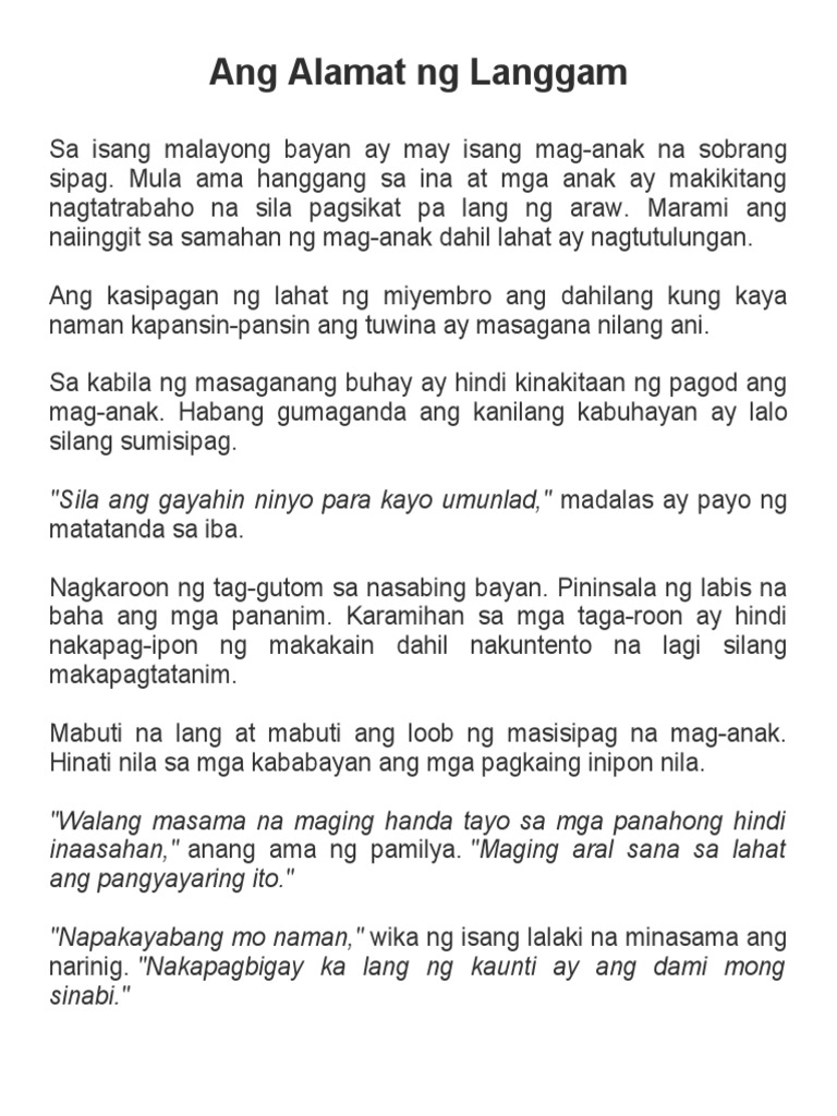 Ang Alamat NG Langgam | PDF