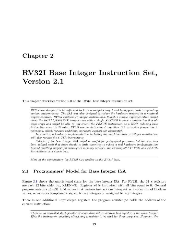 RISCV RV32I Instructions | PDF