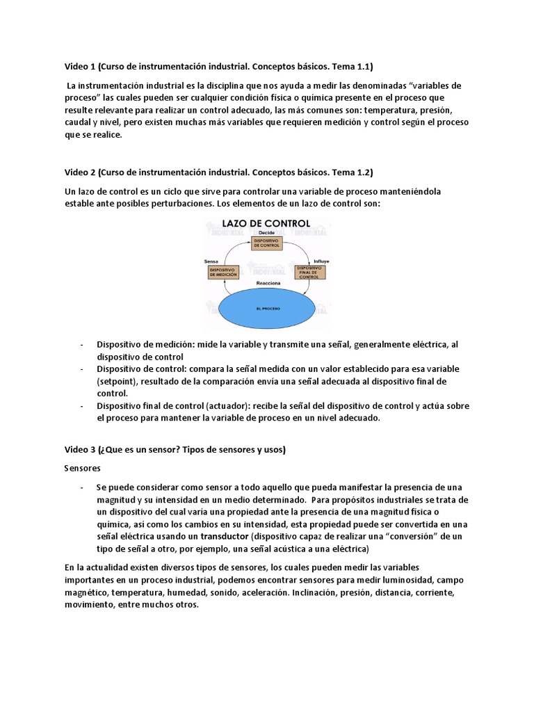 Lazo de Control Instrumentacion | PDF | Sensor | Medición