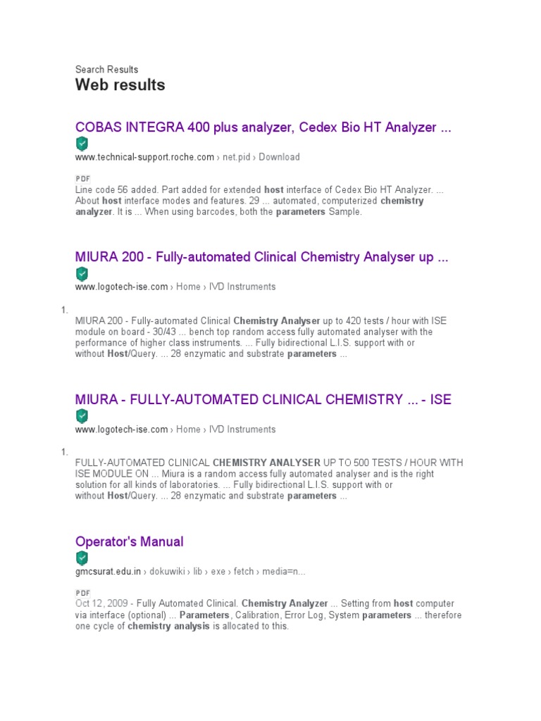 Web Results: COBAS INTEGRA 400 Plus Analyzer, Cedex Bio HT Analyzer ...