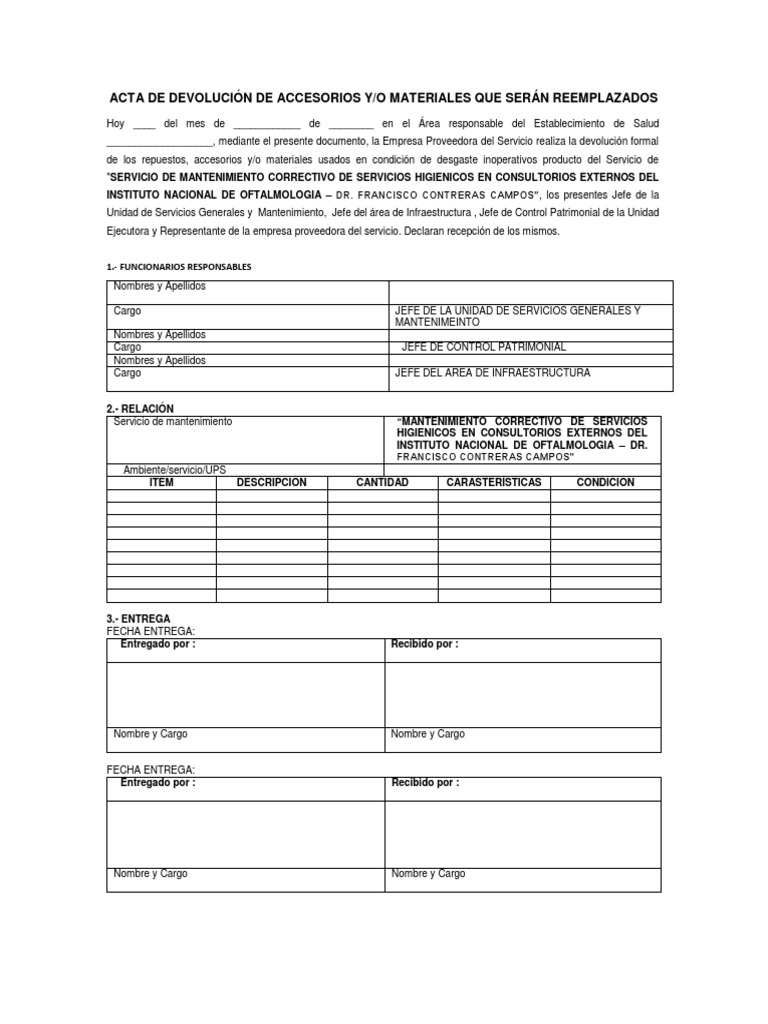 ANEXO 8 - Acta de Devolución de Materiales | PDF