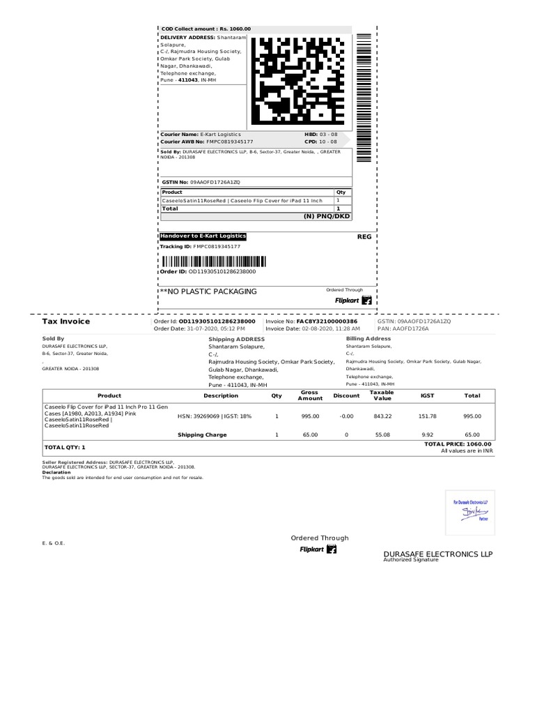Flipkart Invoices for Caseelo Products | PDF | Invoice | Government ...