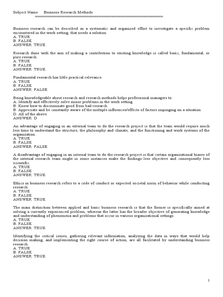 FINAL TERM-BRM-MCQs-Shared | PDF | Level Of Measurement | Hypothesis