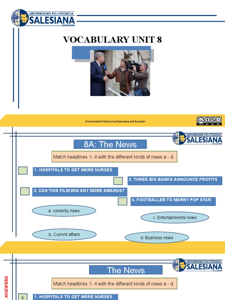 B1+ - Unit 8 - VOCABULARY | PDF | News | Newspapers
