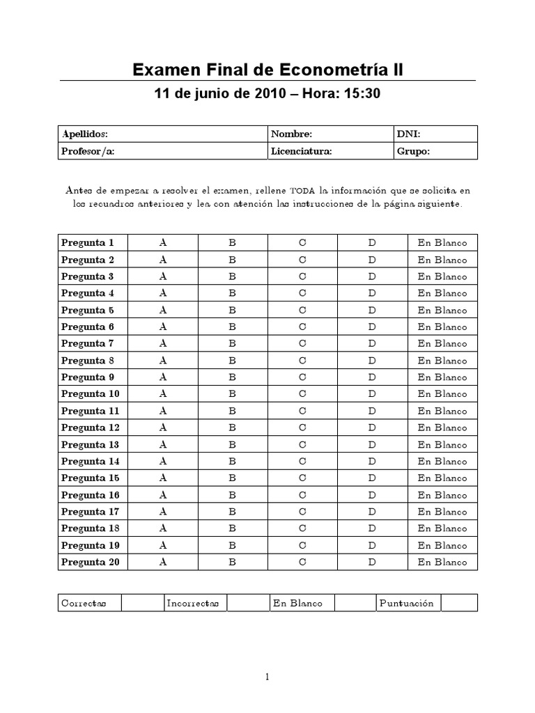 Examen Econometria 2 | PDF | Mínimos cuadrados ordinarios | Teorías cientificas