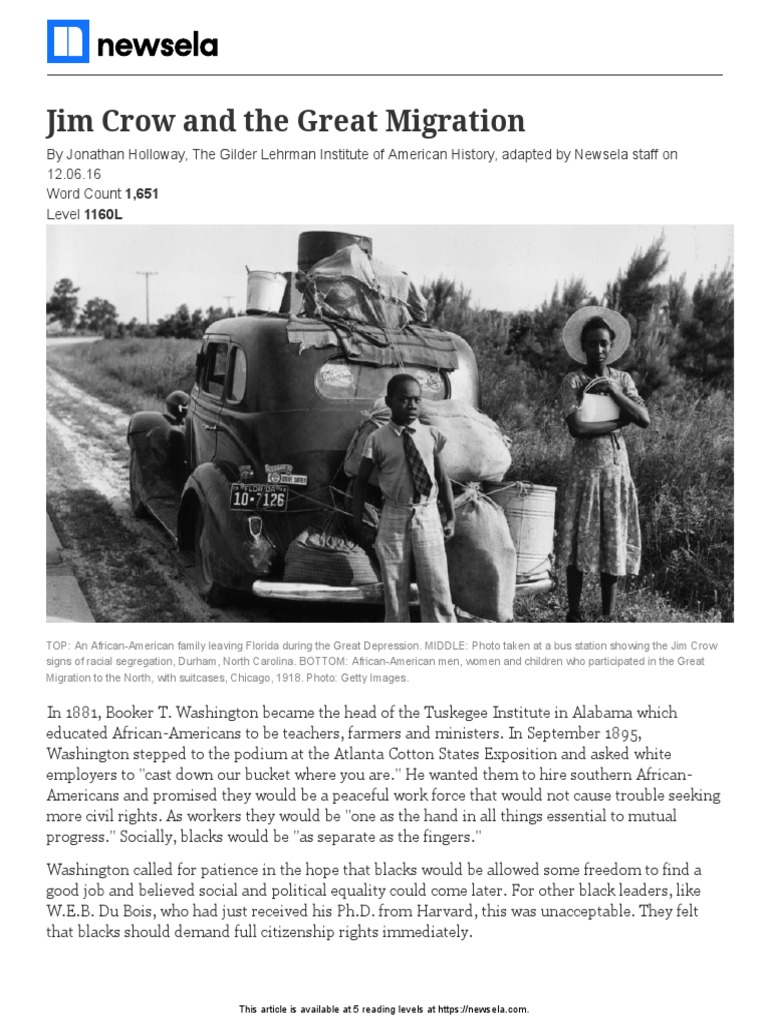 Jim Crow and The Great Migration | PDF | Harlem Renaissance | Jim Crow Laws