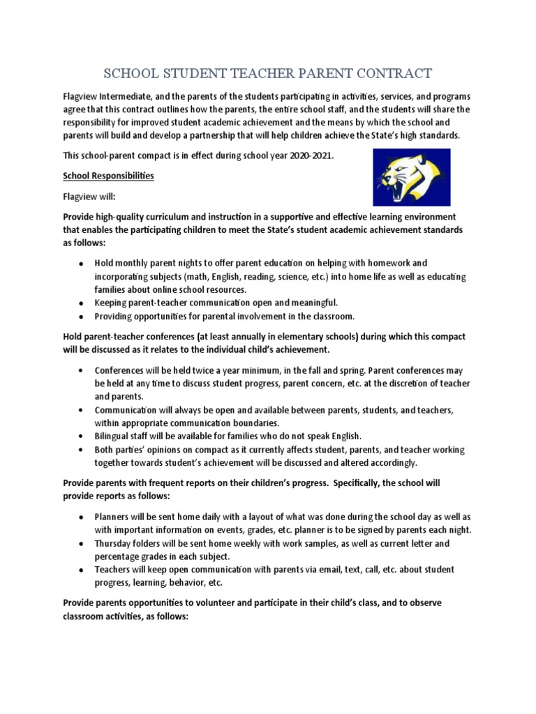 School Contract With Parents and Students | PDF | Schools | Teachers