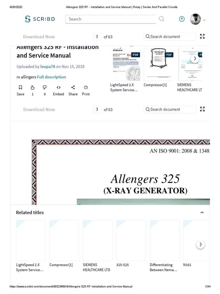 Allengers 325 RF - Installation and Service Manual - Relay - Series and ...